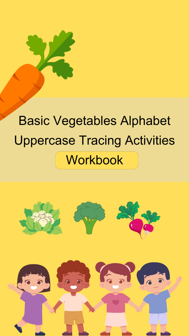 Basic Vegetables Alphabet Uppercase Tracing Activities Workbook
