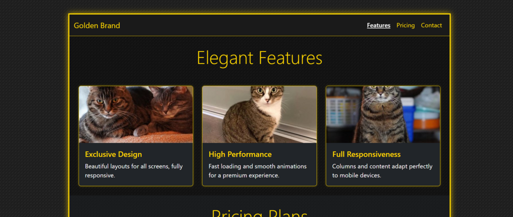 Golden Frame – One Page Responsive Website Template
