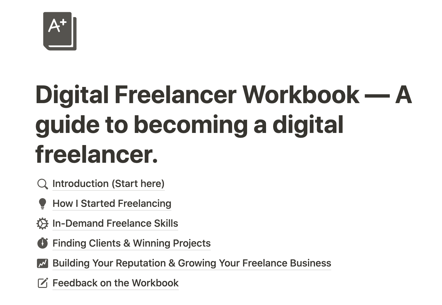 Digital Freelancer Workbook — A guide to becoming a digital freelancer