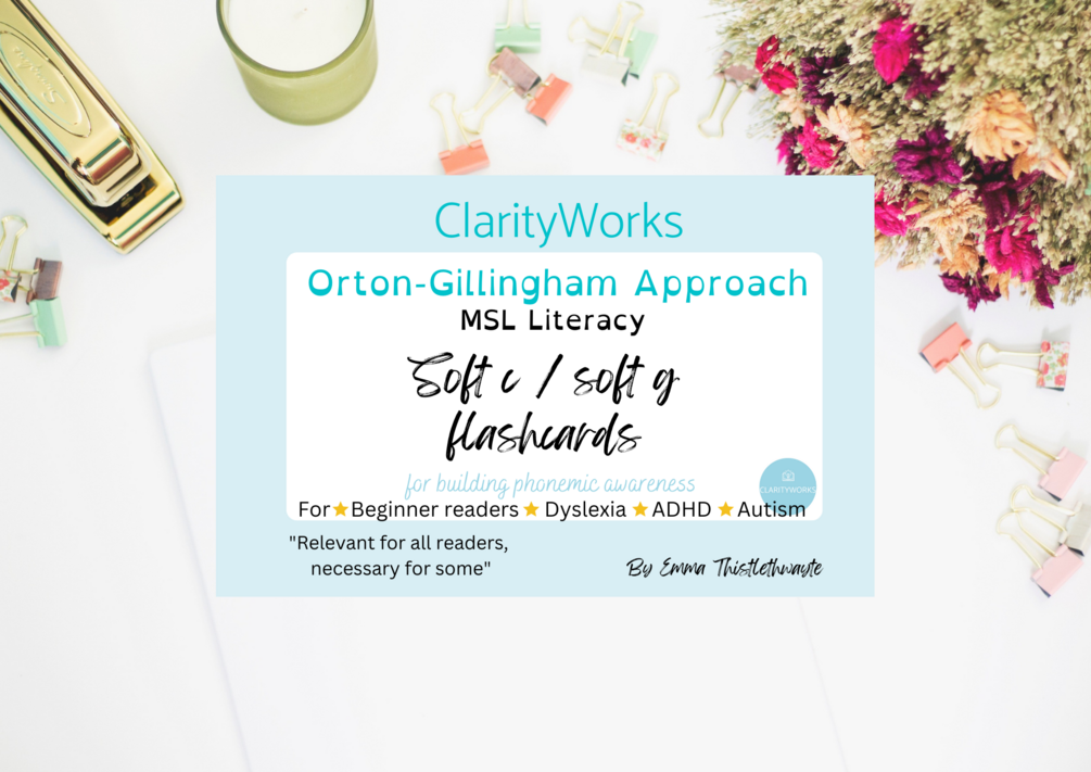 Soft C & Soft G Flashcards - a phonemic decoding resource for dyslexia