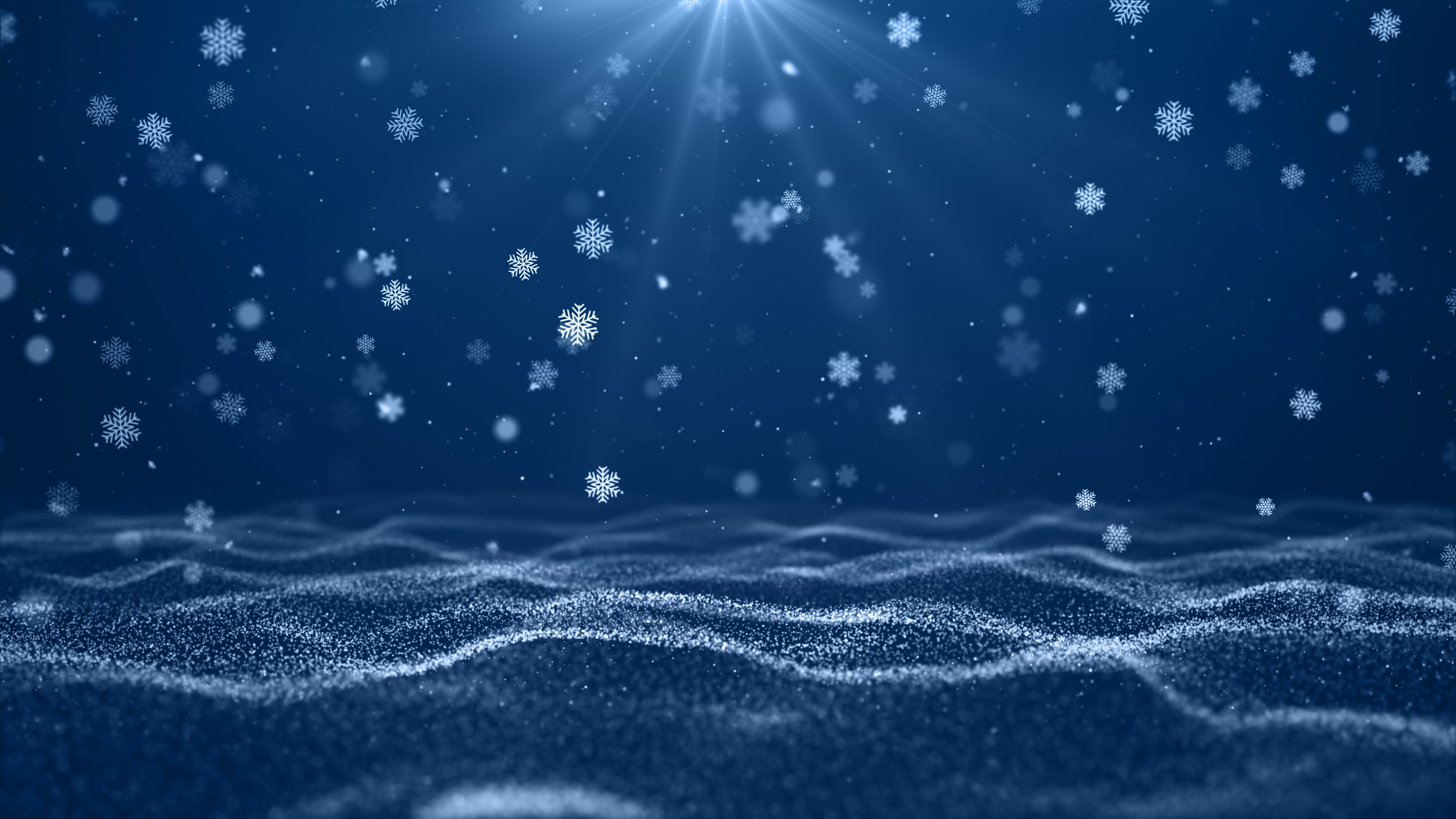 Snowflakes Falling on Winter Landscape Motion Seamless loop 4k