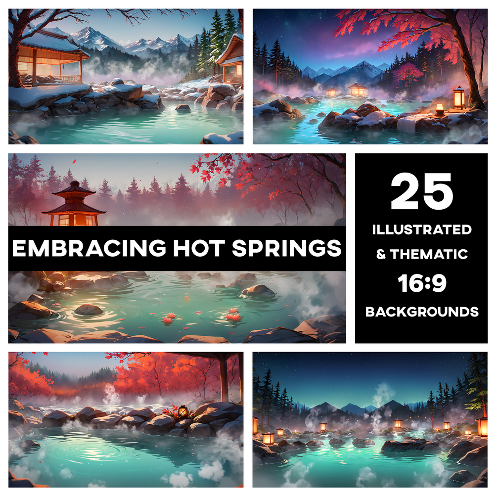 Embracing Hot Springs Landscapes Digital Background Art Set - 25 Image ...