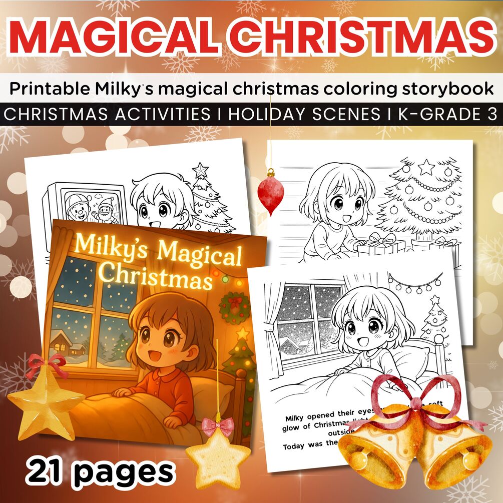 Milky’s Magical Christmas Coloring Storybook for Kids | 20 Cute Holiday ...
