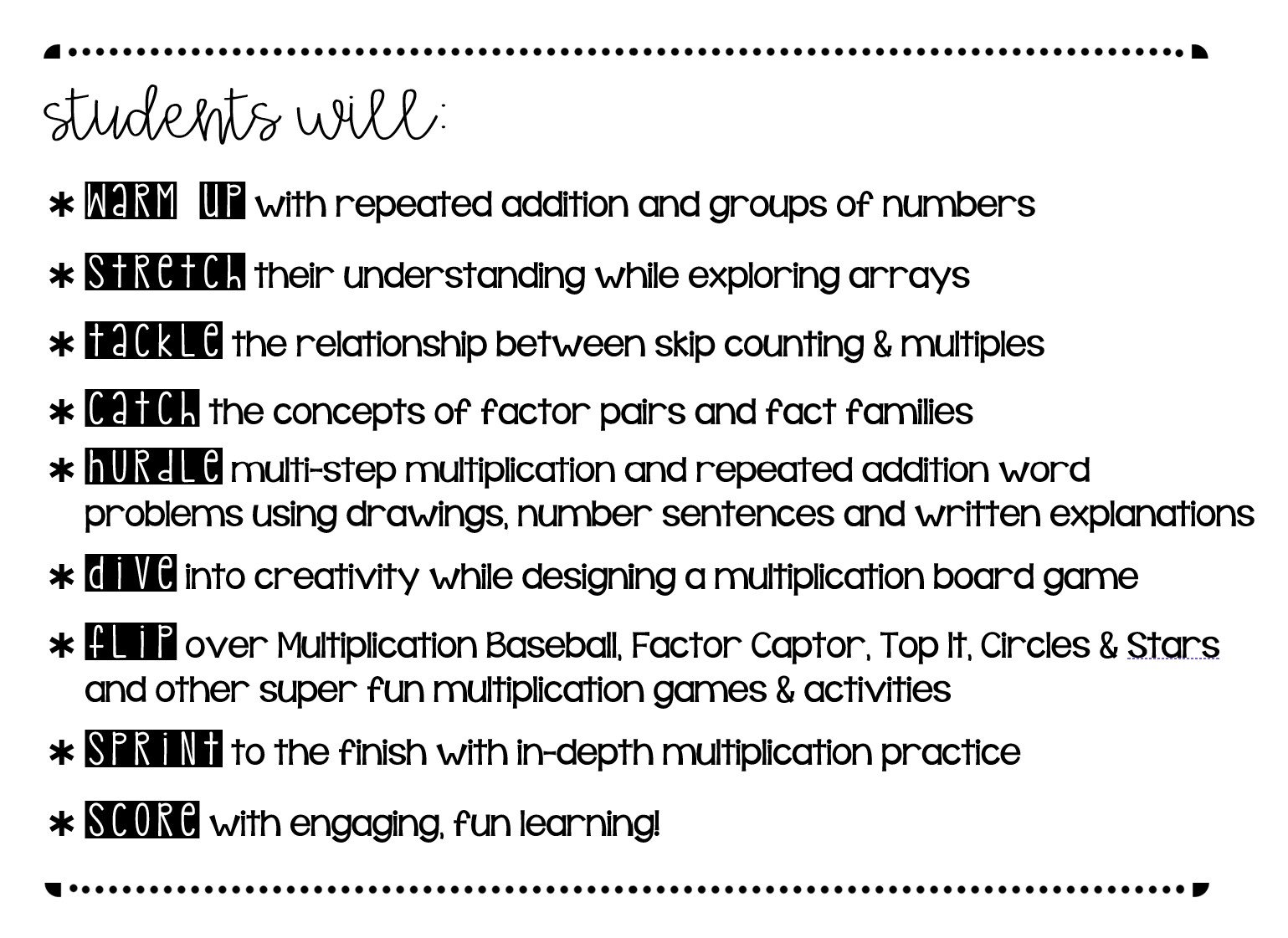 Multiplication Mathletes Progress Punch Cards