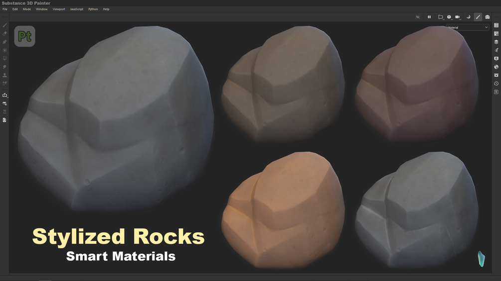 6 Stylized Rocks Substance Painter Smart Materials