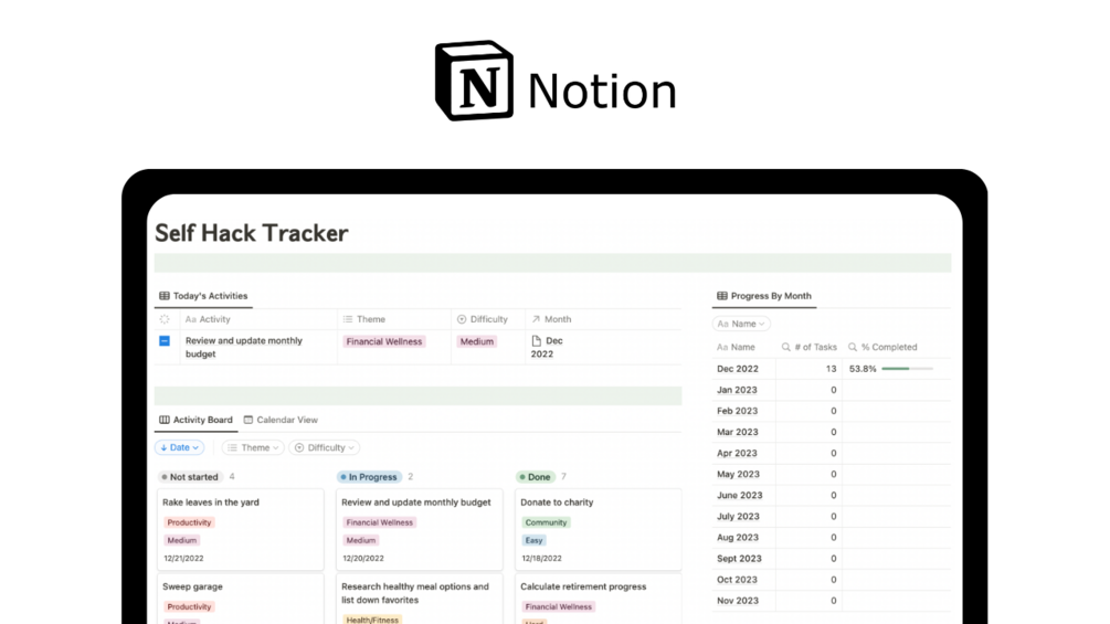 Self Hack Tracker - Notion Template