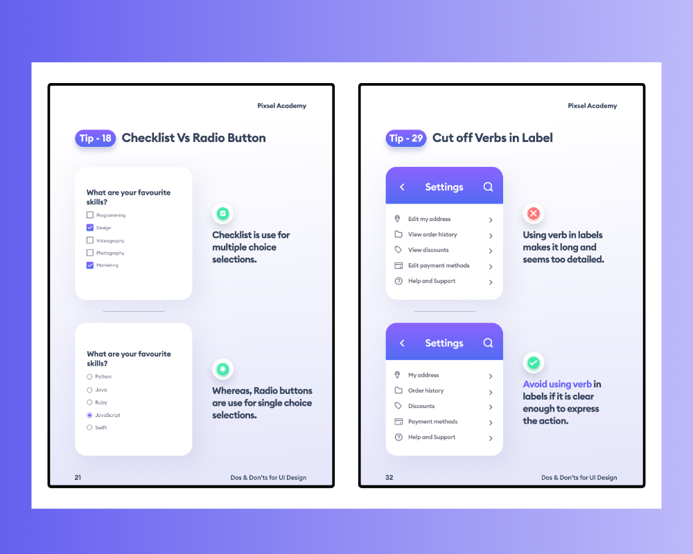 101 Dos or Don'ts of UI design.