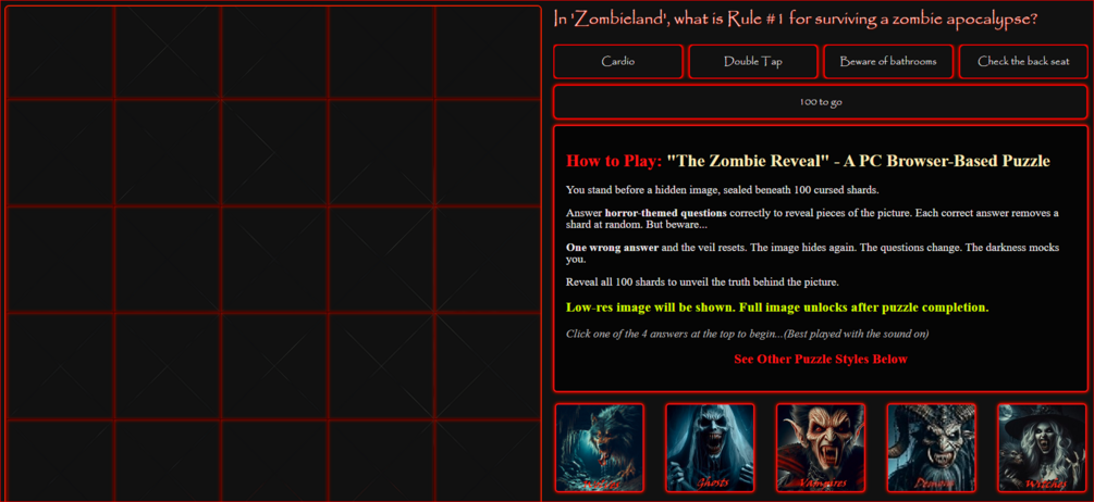 The Horror Reveal: Zombies Puzzle Pack — 100-Question Horror Trivia ...