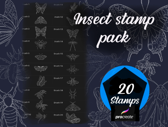 Unleash your creativity with our Insect Procreate Stamps. Add intricate ...
