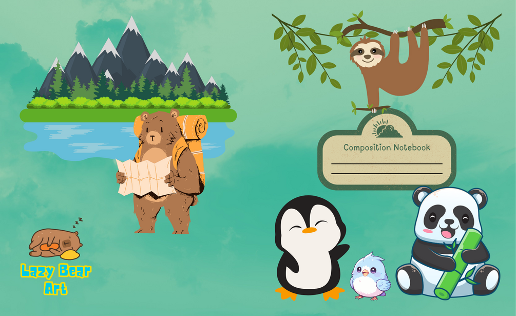 Cute Animal-Themed Composition Notebook for Kids: 120-Page Wide-Ruled ...