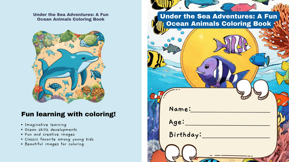 Under the Sea Adventures: A Fun Ocean Animals Coloring Book for Kids