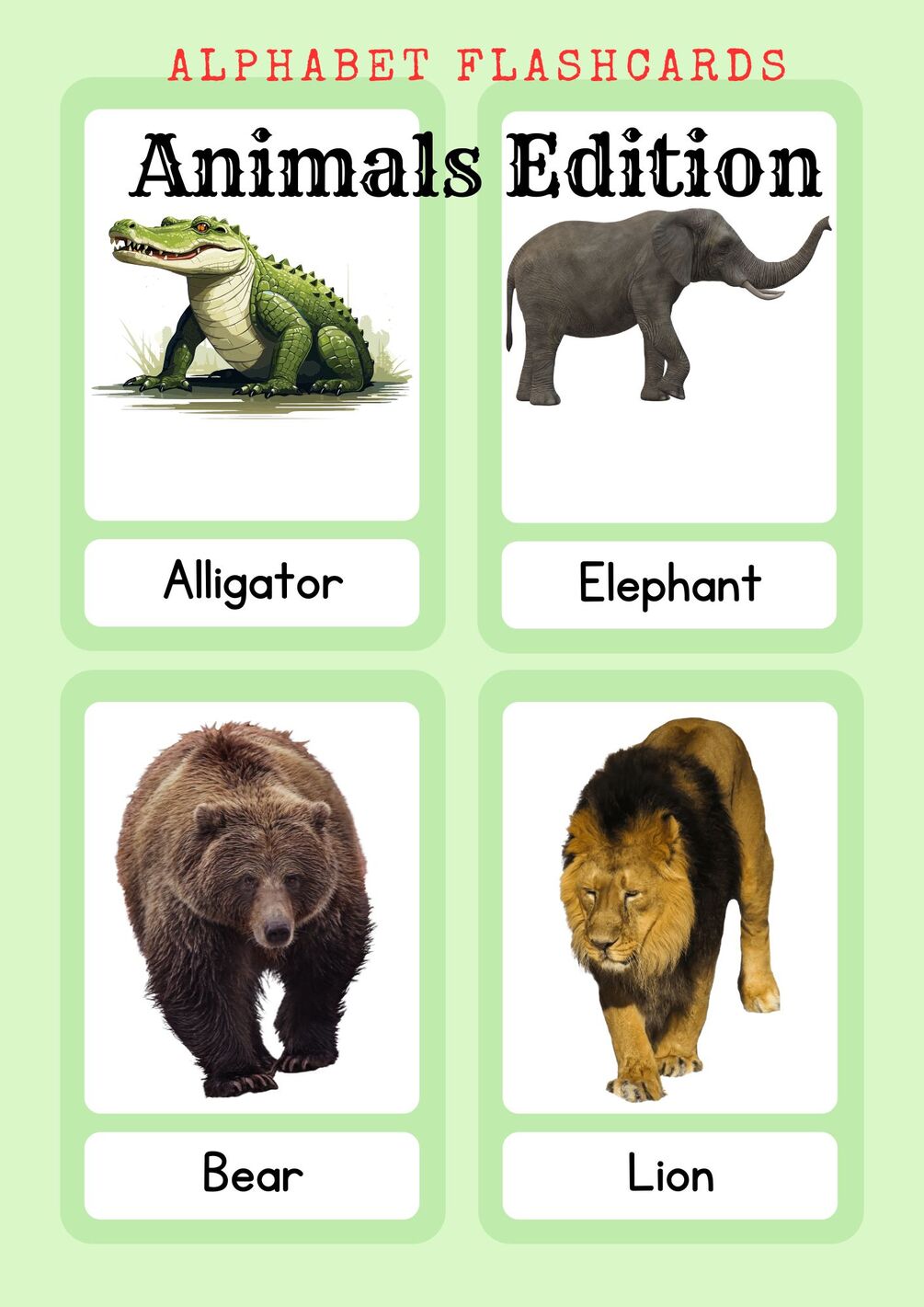 Alphabet Flashcards Animals Edition
