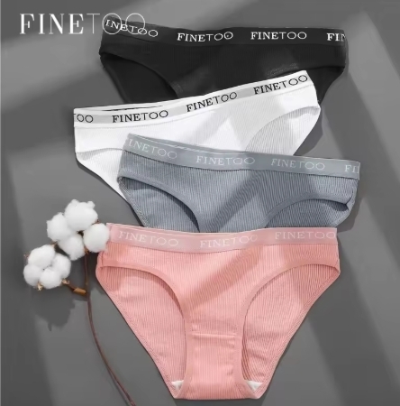FINETOO 3PCS/Set Cotton Panties - Solid Color Comfort (M-2XL)
