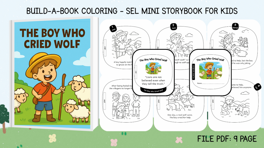 Build-a-Book Coloring Tale: The Boy Who Cried Wolf