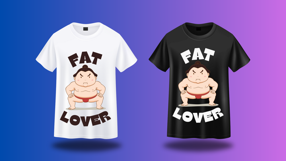 Fat Lover – Funny Cartoon T-Shirt Design (PNG)