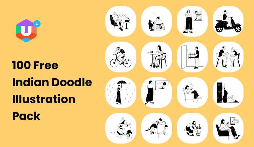 100 Free Indian Doodle Illustration Pack