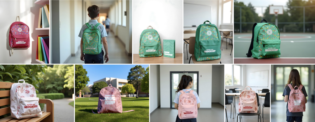 Premium School Bag Mockup Collection