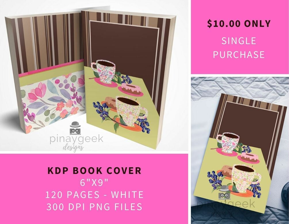 6"x9" Good Coffee Good Vibes KDP Book Cover - 120 Pages White - FULL ...