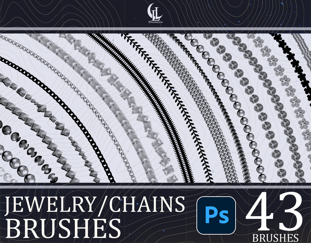 43 Photoshop Jewelry Brushes, Digital Jewelry and chain Brushes