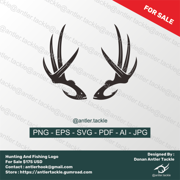 Deer Antler Fish Hook Fishing Hunting Logo Designed By Donan Antler Tackle