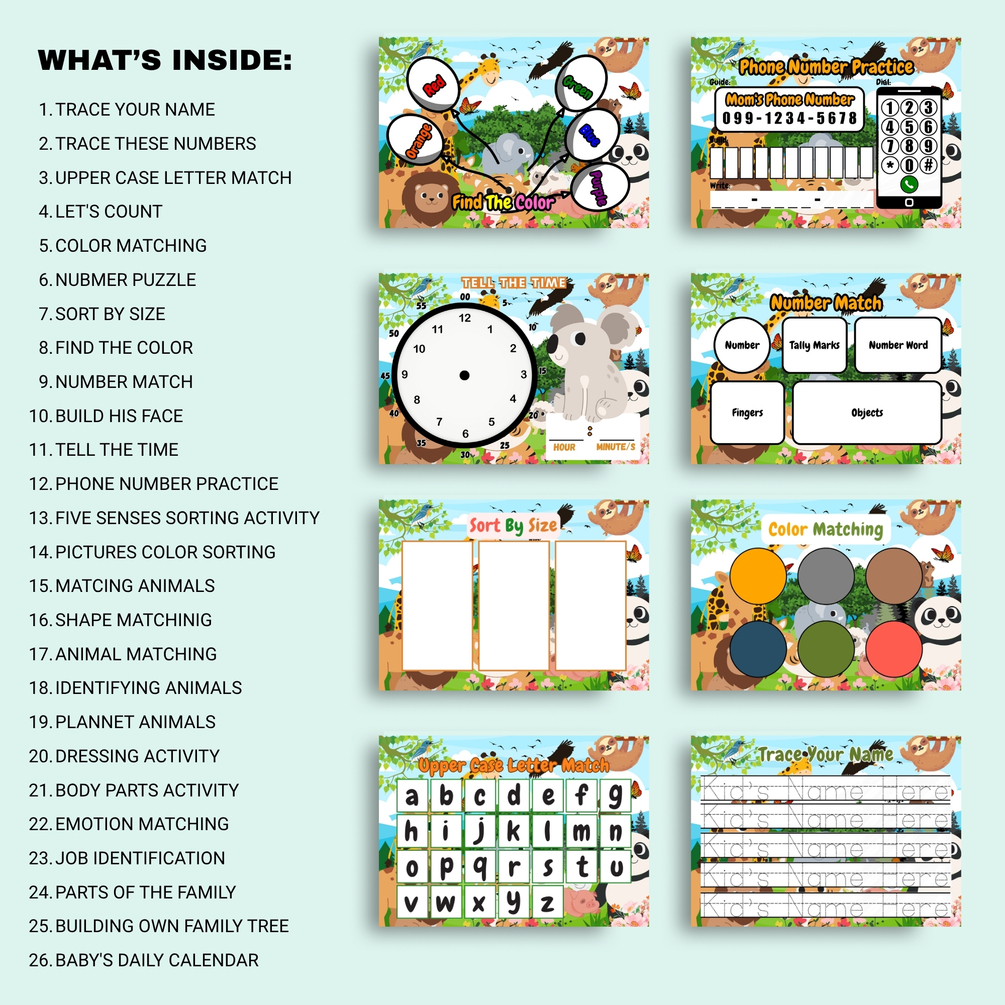Printable Busy Book for Toddlers | Preschool Learning Binder | Toddler ...