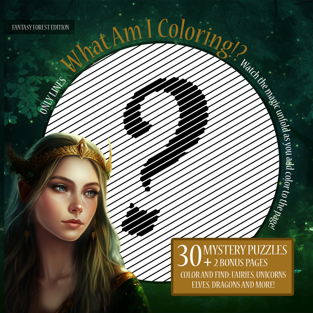 What Am I Coloring!? Mystery Coloring Puzzle - Only Lines - Fantasy ...