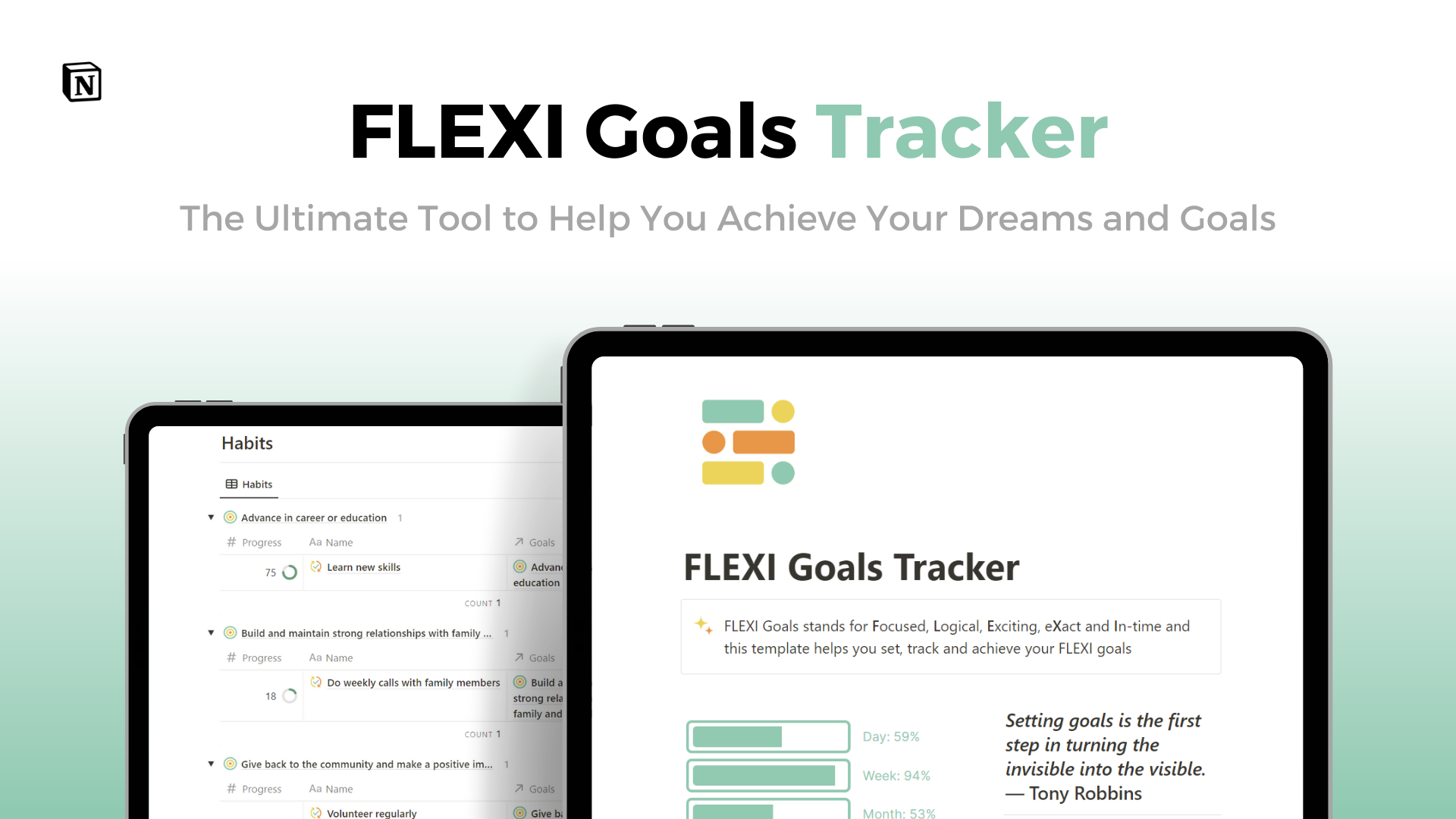 🚨 FREE Template - FLEXI Goals Tracker - iNotion