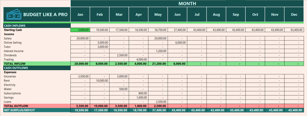 Automated and Customizable Budgeting Template