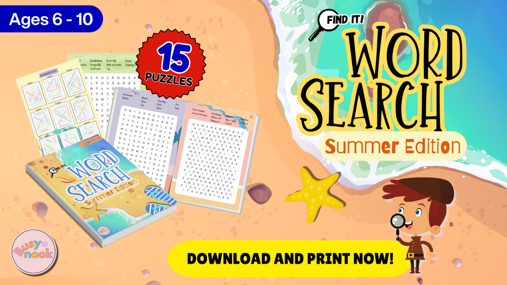 Word Search Puzzle Book for Kids (Ages 6–10) | Summer Theme | Printable ...