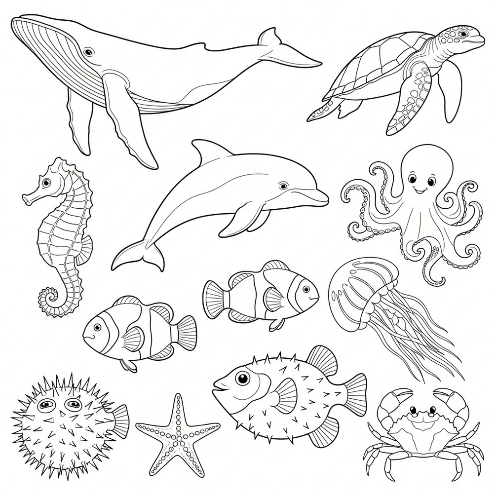 250 Ocean Wonders Coloring Book | An Aquatic Journey for Kids & Adults