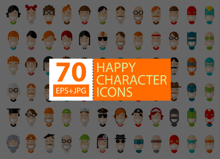 70 Happy Character Icons