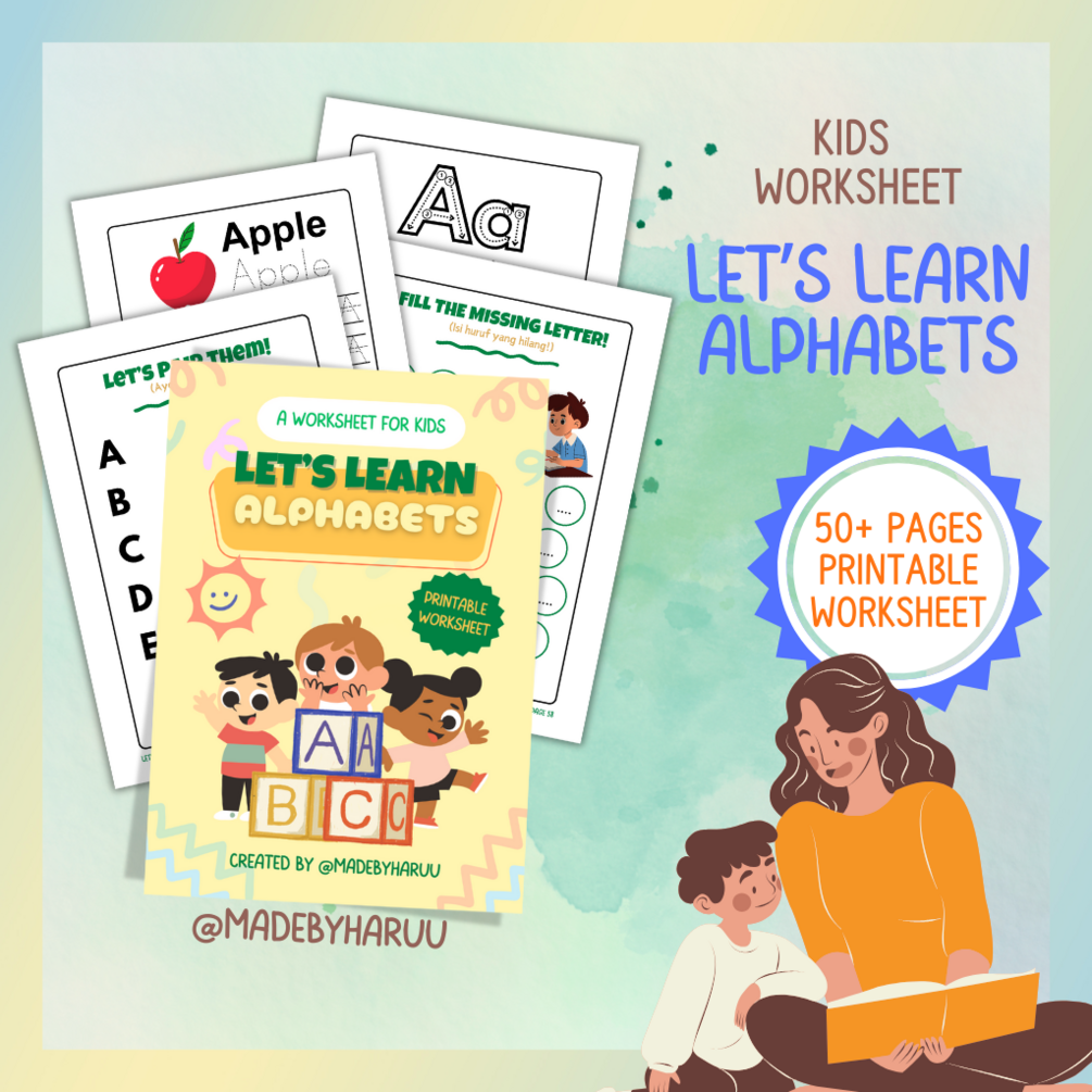 Let's Learn Alphabets Kids Worksheet (Printable)