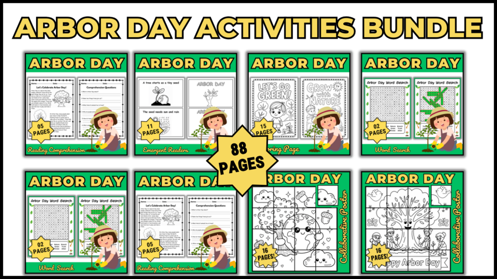 Arbor Day Activities Bundle | Reading, Crafts, Posters, Word Search & More