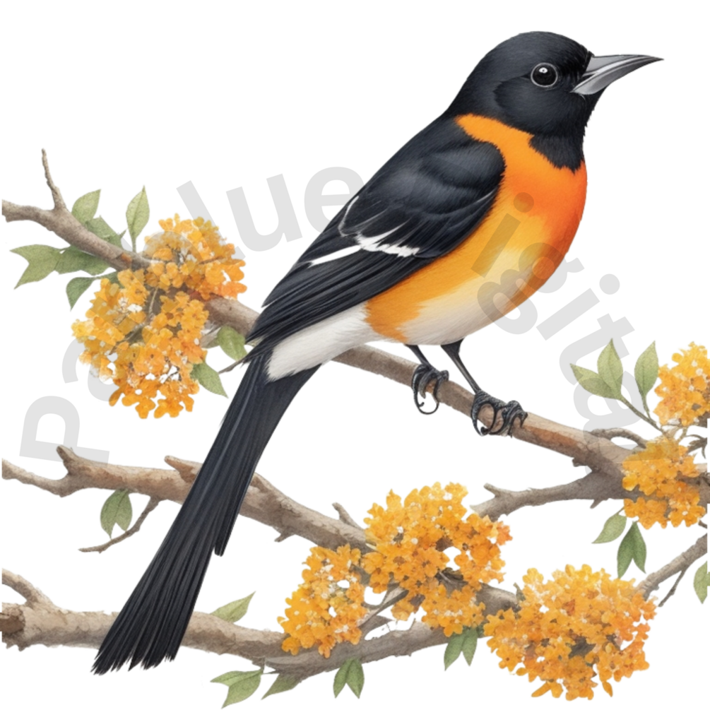 Baltimore Oriole Clip Art With Transparent Background | Digital ...