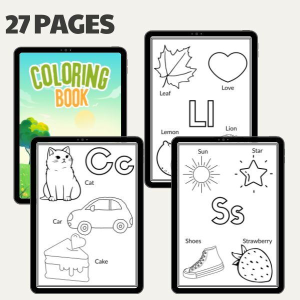Coloring Book of A–Z Alphabet Objects