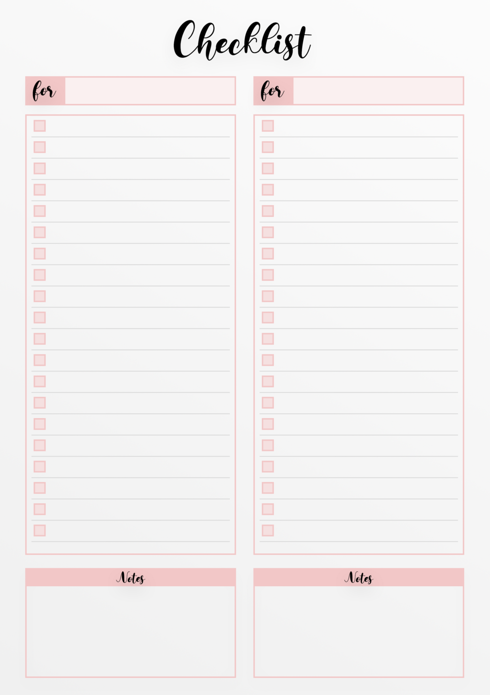 Checklist Printable
