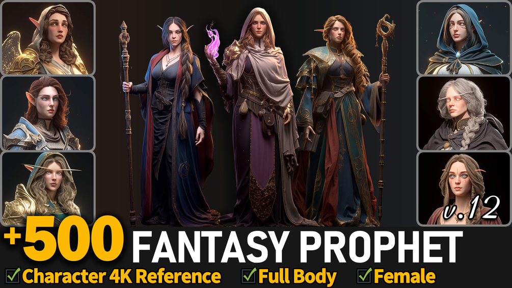 500 Fantasy Female Prophet (Full Body) - Character Reference Image Pack ...