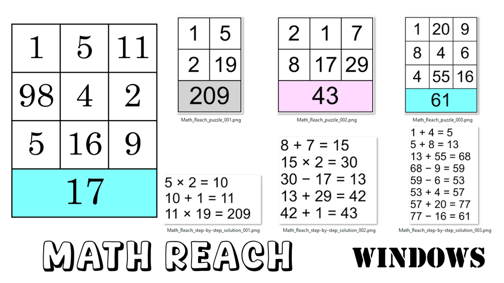 Math Reach - use all numbers to get target number (WINDOWS ONLY EXE)