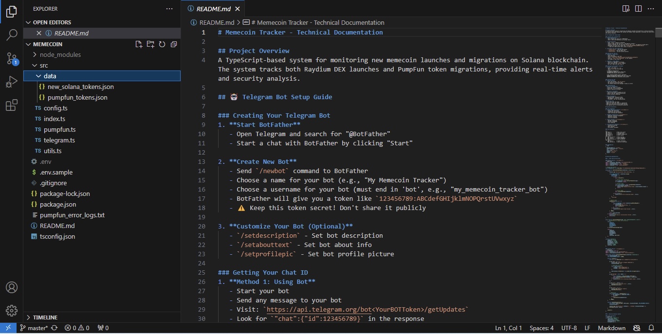 Solana MemeCoin Tracker using TypeScript