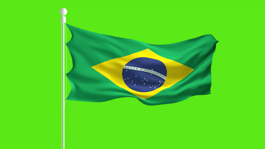 4k Brazil Flag Waving and Fluttering in front of a green screen, flag ...