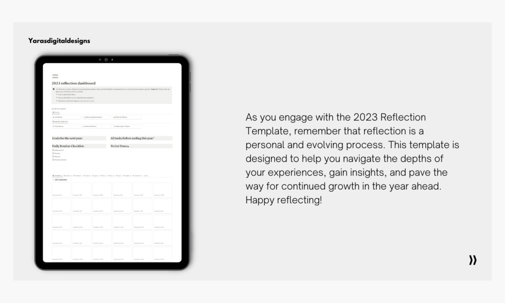 New Year reflection Free Dashboard | Notion Template