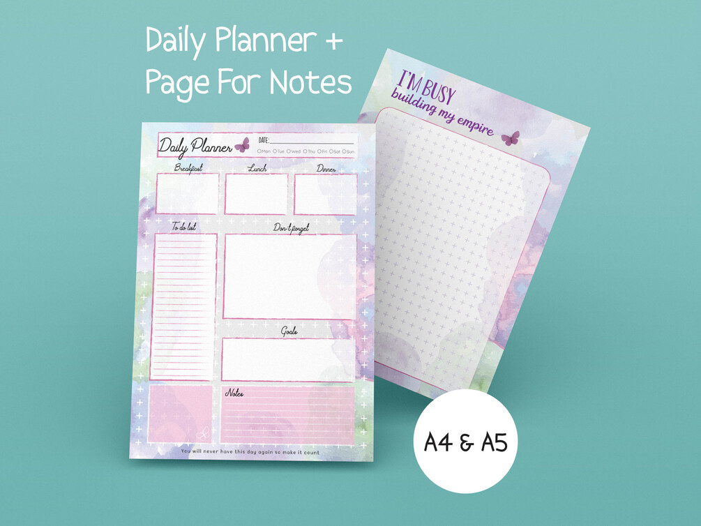Daily planner, Printable planner, Digital planner, Planner inserts, Undated planner, Instant ...