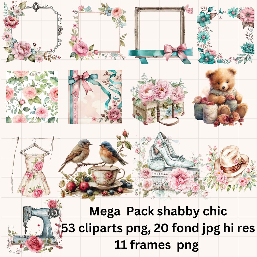 megapack shabby chic "spring aquarela"