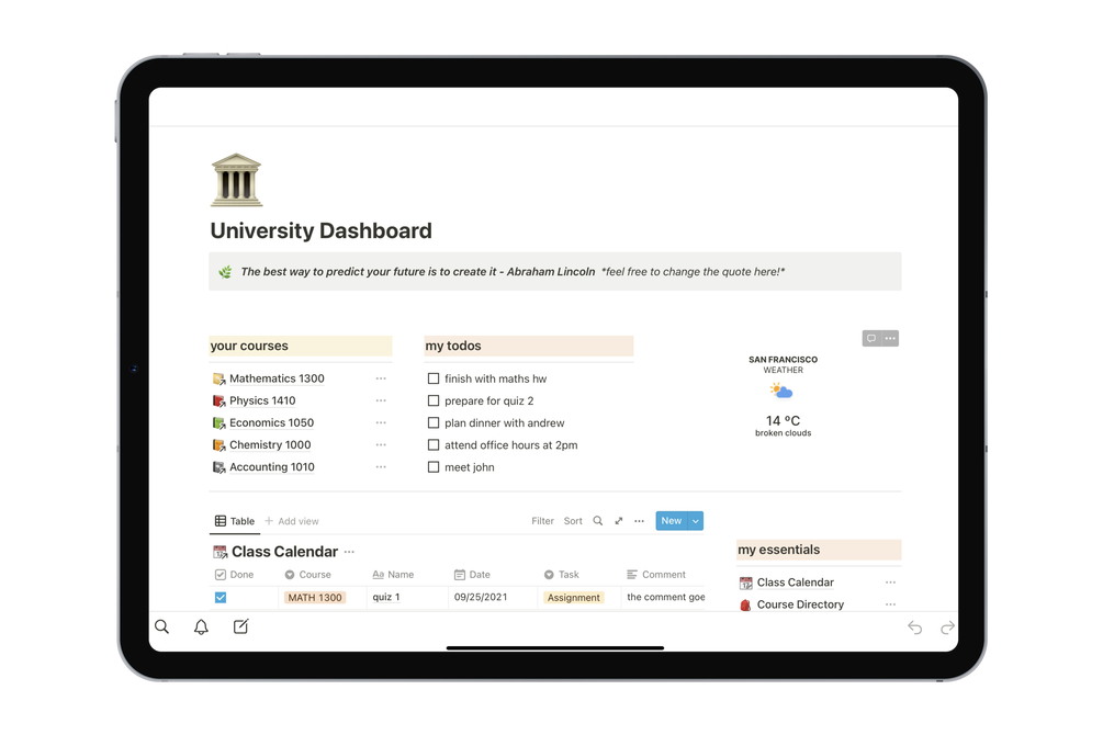 Premium University Planner Notion Template for Students