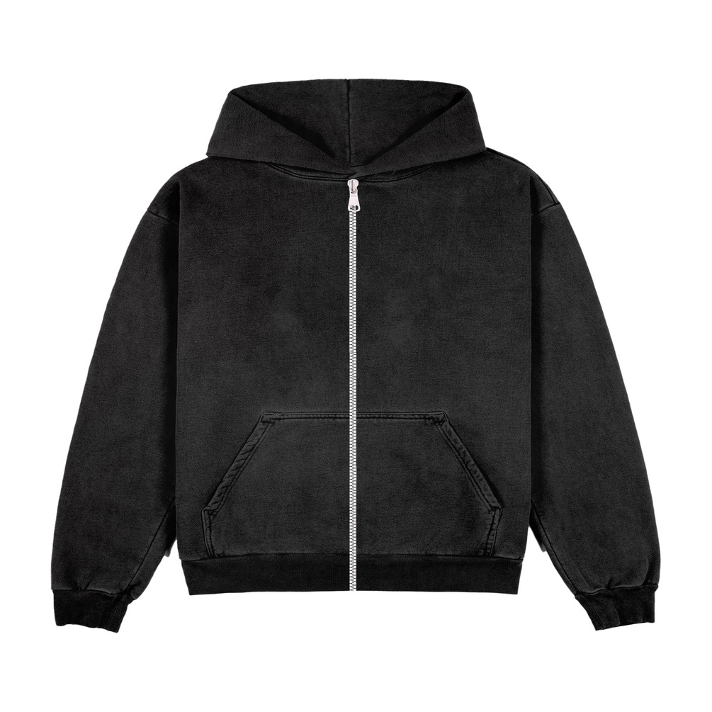 WASHED BOXY SWEATER REMOVEABLE ZIPPER 