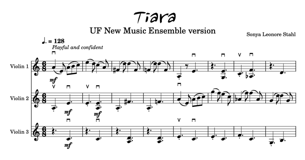 Tiara (tarantella for violin trio)