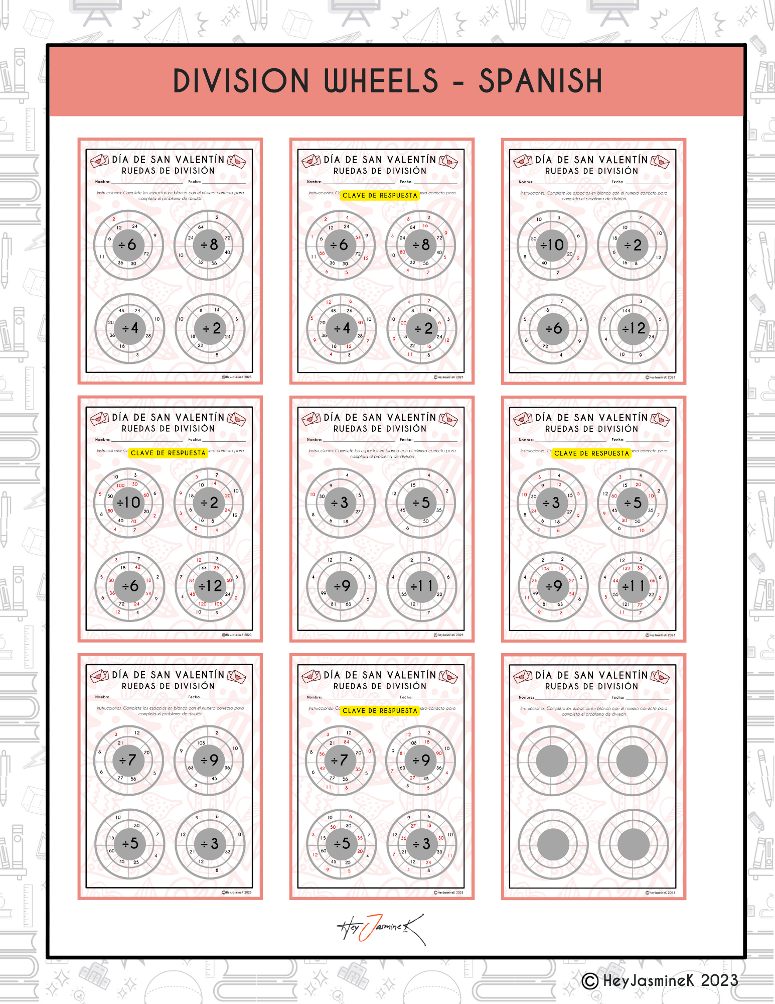 Valentine's Day Math Wheels | Multiplication & Division | Grades 3 ...