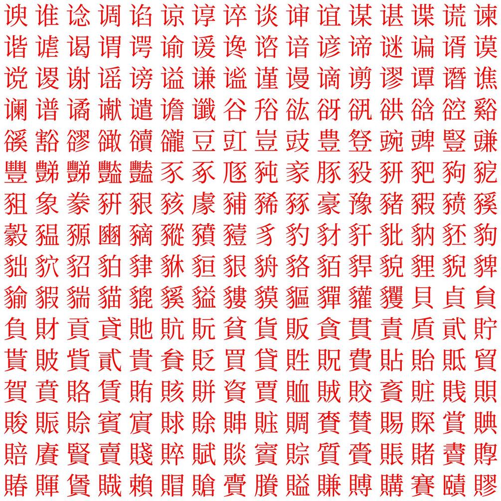Unicode CJK 8c00-8cff, 256 letters, BLEND file for 3d