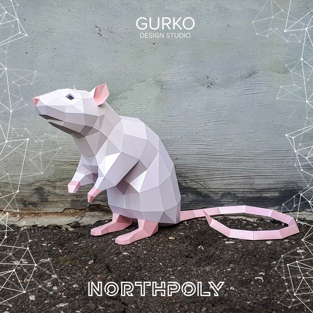 Papercraft Rat On Hind Legs, Pdf, Gurko, Pepakura, Template, 3D Origami ...
