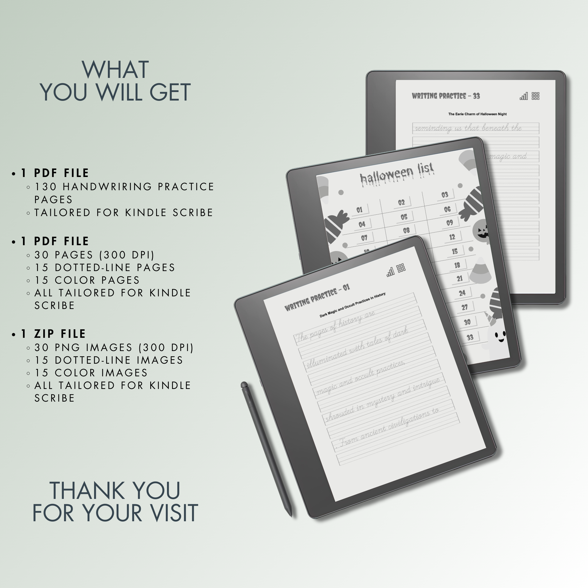 Kindle Scribe Halloween Handwriting Pages - 130 Prewriting Worksheets ...